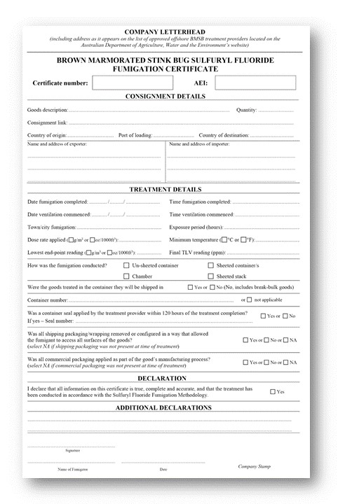 BMSB Treatment Certificate: Complete Guide